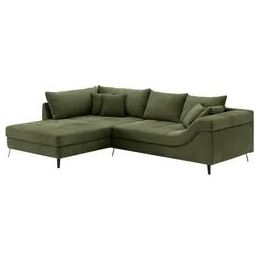 Ecksofa Inosign "Portofino, L-Form" Sofas Gr. B/H/T: 317cm x 98cm x 228cm, Microfaser, Recamiere links, grün (memphis 12 green) Mit Kaltschaumpolsterung, bis 140 kg belastbar