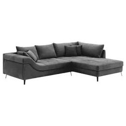 Ecksofa Inosign "Portofino, L-Form" Sofas Gr. B/H/T: 317cm x 98cm x 228cm, Microfaser, Recamiere rechts, schwarz (memphis 17 black) Mit Kaltschaumpolsterung, bis 140 kg belastbar