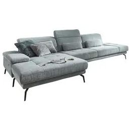 Ecksofa DIE PLANBAR "MP-IN20126 L-Form" Sofas Gr. B/H/T: 328cm x 82cm x 190cm, Material Bezug, Ottomane links, Kopfteilverstellung-Sitztiefenverstellung, blau (ocean) mit Kopfteilverstellung, optional Sitztiefen- & Armteilverstellung