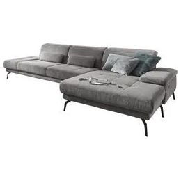 Ecksofa DIE PLANBAR "MP-IN20126 L-Form" Sofas Gr. B/H/T: 328cm x 82cm x 190cm, Material Bezug, Ottomane rechts, Kopfteilverstellung-Sitztiefenverstellung-Klappbarer Anstellhocker-Armteilverstellung, grau mit Kopfteilverstellung, optional Sitztiefen- & Armteilverstellung