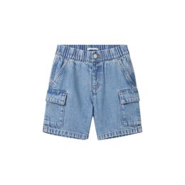 Tom Tailor Jungen Cargo Jeansshorts mit recycelter Baumwolle, blau, Uni, Gr. 122