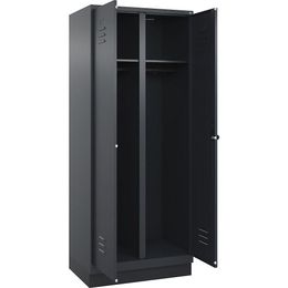 C+P Schwarz-Weiß-Spind Classic PLUS, 1 Abteil, grau, HxB 1950 x 800 mm, mit Bodensockel, Drehriegel