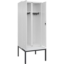 C+P Schwarz-Weiß-Spind Classic PLUS Sitzbank, 1 Abteil, verkehrsweiß, B 800 mm, Zylinderschloss, untergebaut, Kunststoff