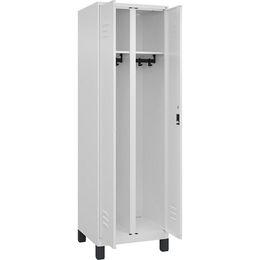 C+P Schwarz-Weiß-Spind Classic PLUS, 1 Abteil, verkehrsweiß, HxB 1950 x 600 mm, mit Füßen, Zylinderschloss