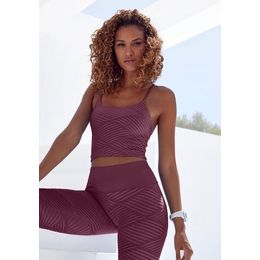 active by Lascana LASCANA ACTIVE Crop-Top burgund Gr. M (40/42) für Damen. Tiefer Rundhals und Logoschriftzug. Körpernah