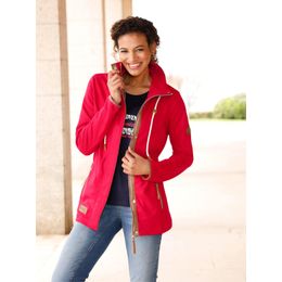 WITT Damen Sweatjacke mit Paspeln aus Leder-Imitat, rot, Gr&ouml;&szlig;e 38