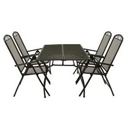 Gartenmöbel Set Metall - 62 x 66 x 113 cm (Sessel) / 150 x 90 x 73 cm (Tisch) - Farbe: Anthrazit