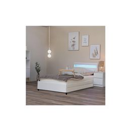 Home Deluxe LED Bett NUBE mit Schubladen - 90 x 200 - versch. Ausführungen - mit Matratze - Weiß