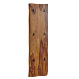 Wandgarderobe FineBuy Garderobe Holz Metall 140 cm Flur Hakenleiste Massivholz