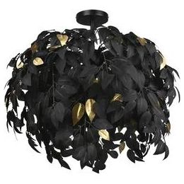 Deckenleuchte Trio LEUCHTEN "Leavy" Lampen Gr. Ø 70,0 cm Höhe: 73,0 cm, schwarz (schwarz matt) Deko Deckenlampe Blatt Design schwarz-gold, exkl 3xE14 max 28W, Ø 70cm