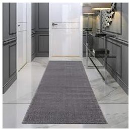 Teppich Carpet City "Friseé-Teppich FANCY805" Teppiche Gr. B: 80cm, 12mm, L: 300cm, grau Kurzflor, Einfarbig, 3D-Optik, Zickzack Look