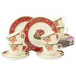 Kaffeeservice Seltmann Weiden "Weihnachten, Advent, Geschirr-Set, Service Marie-Luise" Geschirr-Sets Gr. 18 tlg., beige (elfenbeinfarben) mit weihnachtlichem Dekor, Made in Germany, 18 Teile, für 6 Personen