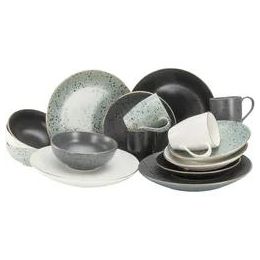 Kombiservice Creatable "Geschirr-Set Industrial Gold" Geschirr-Sets Gr. 16 tlg., schwarz-weiß (schwarz, anthrazit, grau, weiß) Service, Sprenkelglasur, 16 Teile, für 4 Personen