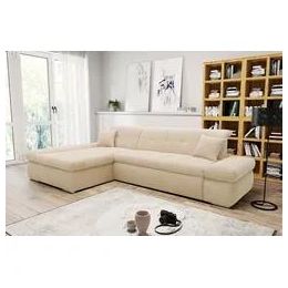 Ecksofa DOMO collection "Moric Luxus - B/T/H 300/172/80 cm, XXL-Format" Sofas Gr. B/H/T: 300cm x 80cm x 172cm, Cord, Recamiere links, beige (creme) L-Form, 140kg BelastungSitz, in Cord, Chenille, Kunstleder