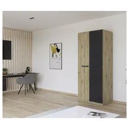 Drehtürenschrank Rauch "Kleiderschrank Schrank Garderobe Garderobenschrank Stauraumwunder MODI" Schränke Gr. B/H/T: 91cm x 210cm x 54cm, Ohne Spiegel, grau (eiche artisan/graumetallic) inkl. Stoff-Organizer mit 6 Fächern optionaler Spiegel MADE IN GERMANY