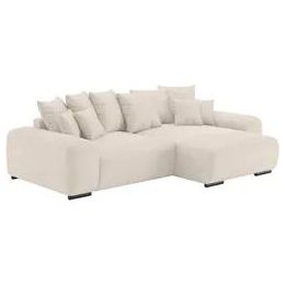 Polsterecke Home Affaire "Sundance, L-Form" Sofas Gr. B/H/T: 318 cm x 92 cm x 188 cm, Cord, Recamiere rechts-Bettfunktion links, beige (stripes 8622 natur) Dauerschläfer mit Bett, Bettkasten, bis 140 kg belastbar