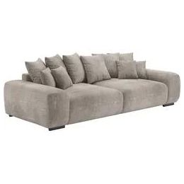 Big-Sofa Home Affaire "Sundance, B/T 302/137 cm" Sofas Gr. B/H/T: 310 cm x 92 cm x 141 cm, Veloursstoff, grau (dolce 4 taupe) Dauerschläfer mit Hygiene-Topper und Transporttasche