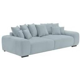 Big-Sofa Home Affaire "Sundance, B/T 302/137 cm" Sofas Gr. B/H/T: 310 cm x 92 cm x 141 cm, Microfaser, blau (novaclean avanti 14 blue grey) Dauerschläfer mit Hygiene-Topper und Transporttasche