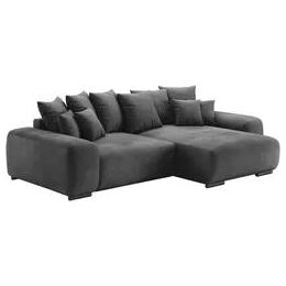 Ecksofa Home Affaire "Sundance II, L-Form" Sofas Gr. B/H/T: 318 cm x 92 cm x 188 cm, Microfaser 1, Recamiere rechts, Ausführung Bettkasten / Bettfunktion / Topper, schwarz (memphis 17 black) mit DuraSpring-Taschenfederkern bis 140 kg belastbar