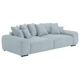 Big-Sofa Home Affaire "Sundance, B/T 302/137 cm" Sofas Gr. B/H/T: 310 cm x 92 cm x 141 cm, Cord, blau (stripes 8624 blue grey) Dauerschläfer mit Hygiene-Topper und Transporttasche