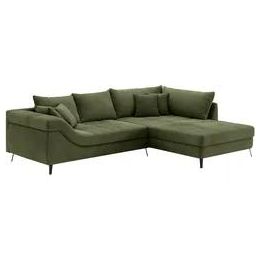 Ecksofa Inosign "Portofino, L-Form" Sofas Gr. B/H/T: 317cm x 98cm x 228cm, Microfaser, Recamiere rechts, grün (memphis 12 green) Mit Kaltschaumpolsterung, bis 140 kg belastbar