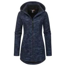 Longstrickjacke Ragwear "Leysha Melange" Gr. XL (42), blau (navy) Damen Strickjacken Sportliche Kapuzenjacke in melierter Strick-Optik