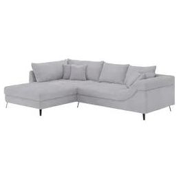 Ecksofa Inosign "Portofino, L-Form" Sofas Gr. B/H/T: 317cm x 98cm x 228cm, Cord, Recamiere links, grau (stripes 8637 warm grey) Mit Kaltschaumpolsterung, bis 140 kg belastbar