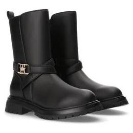 Bikerboots Tommy Hilfiger Gr. 36, schwarz Kinder Schuhe Chelseaboots, Stiefel, Winterstiefel mit goldfarbenem Logo-Emblem