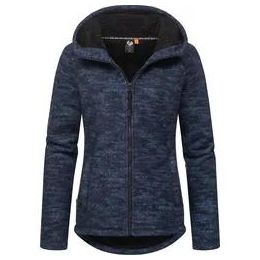 Kapuzenstrickjacke Ragwear "Lyshka Melange" Gr. S (36), blau (navy) Damen Strickjacken Kuschelige Kapuzenjacke in Strick-Optik