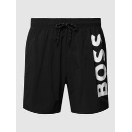 BOSS Badehose mit Label-Print Modell 'Octopus'