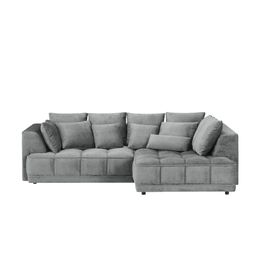 switch Ecksofa aus Samt Tiga ¦ grau ¦ Maße (cm): B: 285 H: 88 T: 205