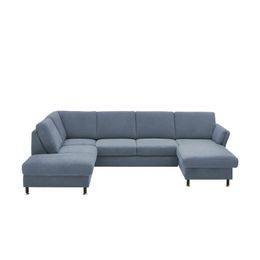 meinSofa Wohnlandschaft aus Flachgewebe Veit ¦ blau ¦ Maße (cm): B: 3