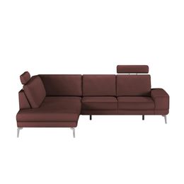 meinSofa Ecksofa aus Leder Dana ¦ rot ¦ Maße (cm): B: 269 H: 86 T: 22