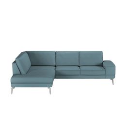 meinSofa Ecksofa aus Leder Dana ¦ blau ¦ Maße (cm): B: 269 H: 86 T: 2