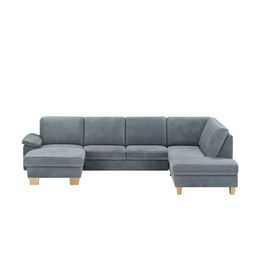 meinSofa Wohnlandschaft Leder Samu ¦ grau ¦ Maße (cm): B: 316 H: 90 T