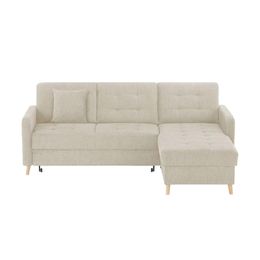 Höffner Ecksofa mit Schlaffunktion Venus ¦ beige ¦ Maße (cm): B: 222 H: 87 T: