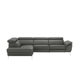 U.N.O uno Ecksofa Leder Dallas ¦ grau ¦ Maße (cm): B: 283 H: 74 T: 228