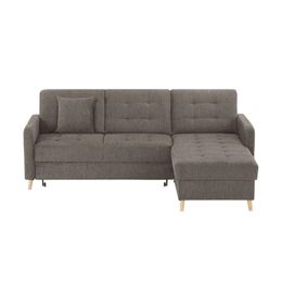 Höffner Ecksofa mit Schlaffunktion Venus ¦ braun ¦ Maße (cm): B: 222 H: 87 T: