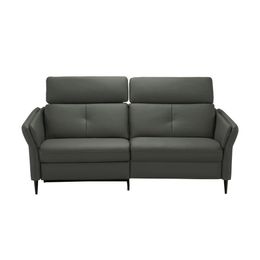 Höffner Höffner Ledersofa 3-sitzig Cedrik ¦ grau ¦ Maße (cm): B: 198 H: 101 T: 95