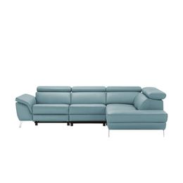 U.N.O uno Ecksofa Leder Dallas ¦ blau ¦ Maße (cm): B: 283 H: 74 T: 228