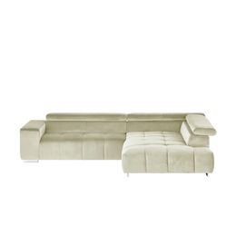 U.N.O uno Ecksofa aus Samt Origo ¦ creme ¦ Maße (cm): B: 308 H: 70 T: 225