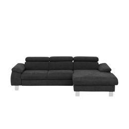 U.N.O uno Ecksofa aus Velours Micky ¦ schwarz ¦ Maße (cm): B: 244 H: 72 T: