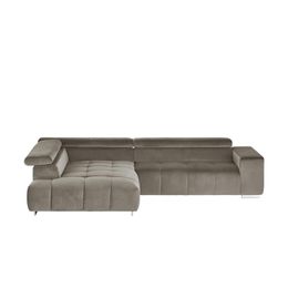 U.N.O uno Ecksofa aus Samt Origo ¦ grau ¦ Maße (cm): B: 308 H: 70 T: 225