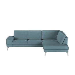 meinSofa Ecksofa aus Leder Dana ¦ blau ¦ Maße (cm): B: 269 H: 86 T: 2