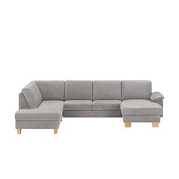 meinSofa Wohnlandschaft Leder Samu ¦ grau ¦ Maße (cm): B: 316 H: 90 T