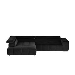 U.N.O uno Ecksofa aus Samt Origo ¦ schwarz ¦ Maße (cm): B: 308 H: 70 T: 22