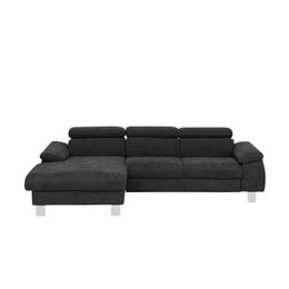 U.N.O uno Ecksofa aus Velours Micky ¦ schwarz ¦ Maße (cm): B: 166 H: 72 T: