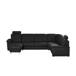 meinSofa Wohnlandschaft Leder Carolin ¦ schwarz ¦ Maße (cm): B: 330 H