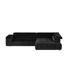 U.N.O uno Ecksofa aus Samt Origo ¦ schwarz ¦ Maße (cm): B: 308 H: 70 T: 22