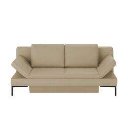 Höffner Schlafsofa mit Sitz- und Rückenfläche aus Echtleder Kenny ¦ beige ¦ M